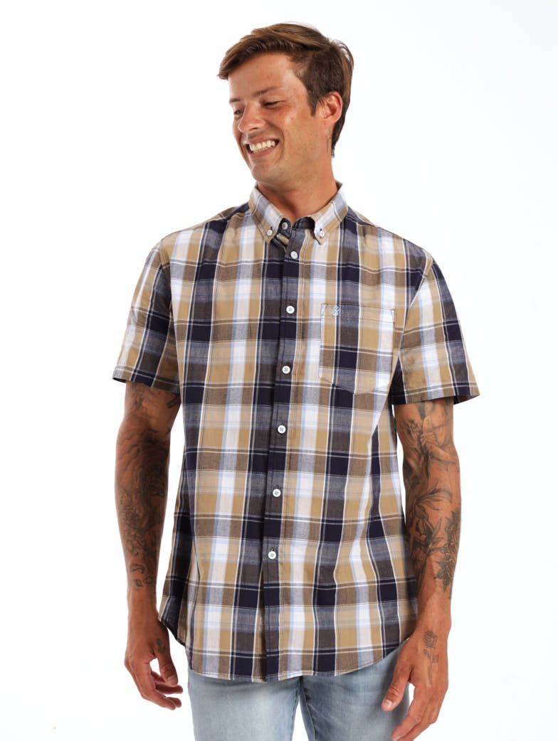 Men's Basic Crew Tee - Blue/Beige – Edgars