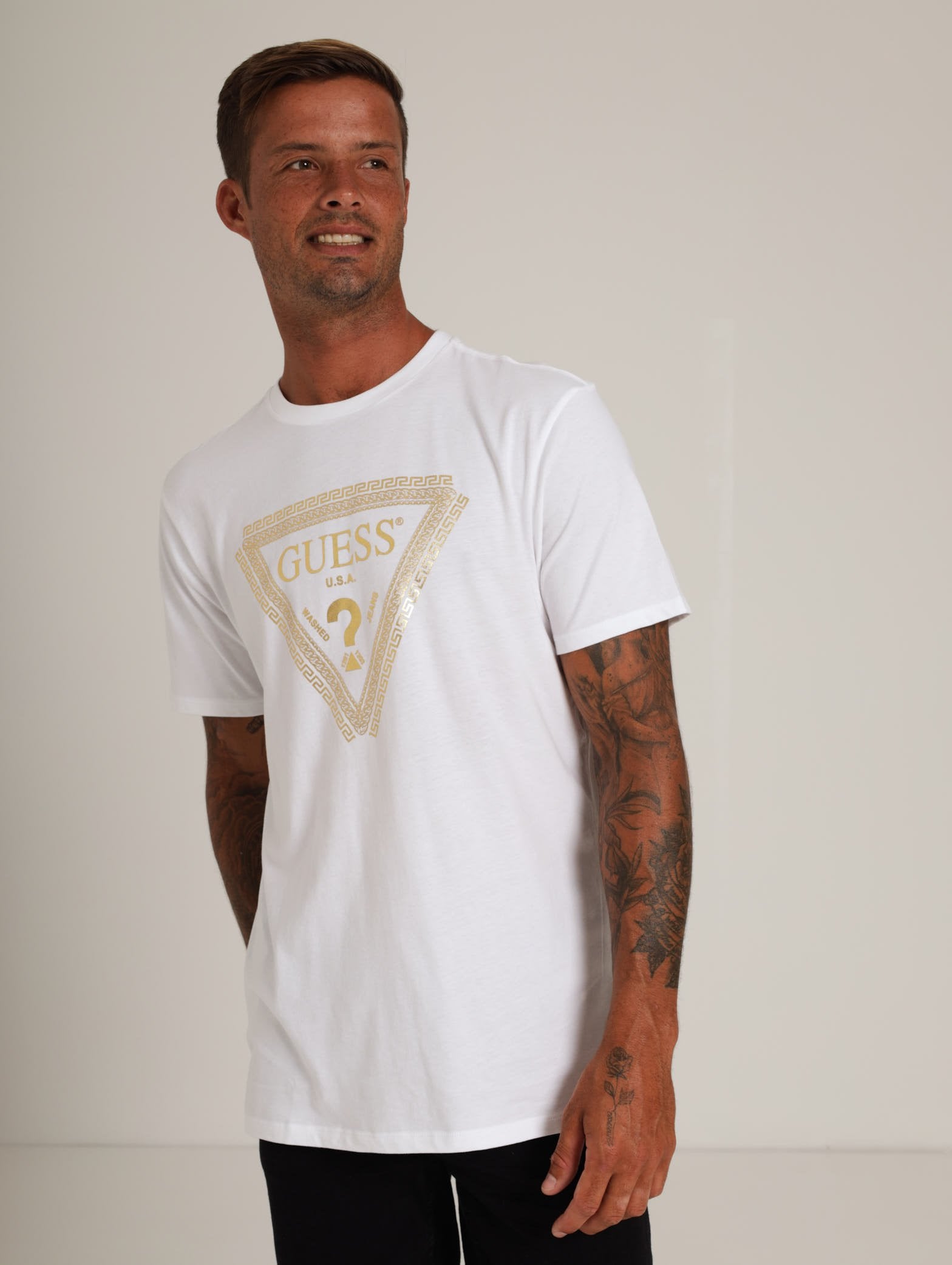 Men's Short Sleeve Basic Chain Logo Tee - White – Edgars