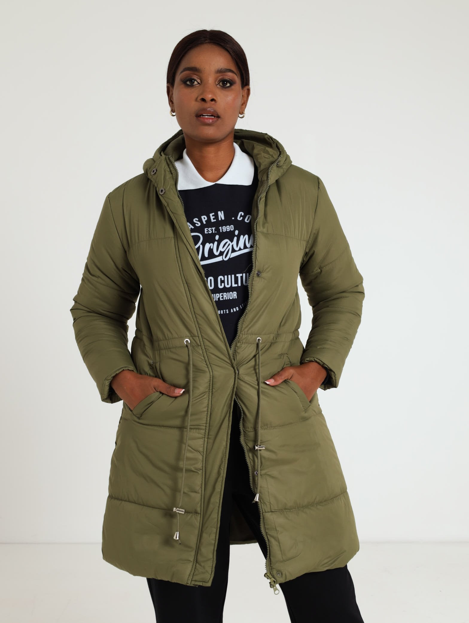 Long Sleeve Extra Length Puffer Jacket - Fatigue – Edgars