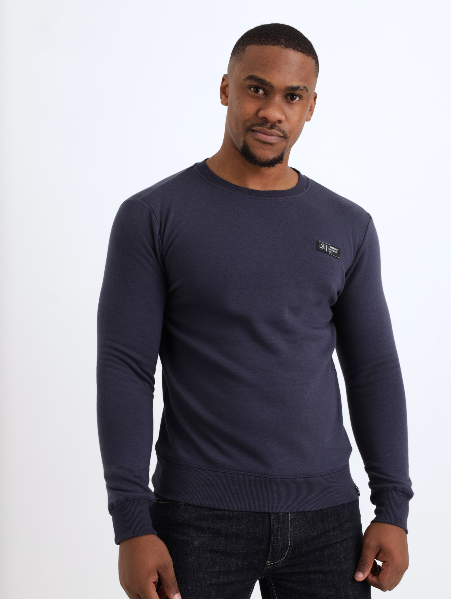 Men's Basic Crew Sweat Track Top - Navy – Edgars