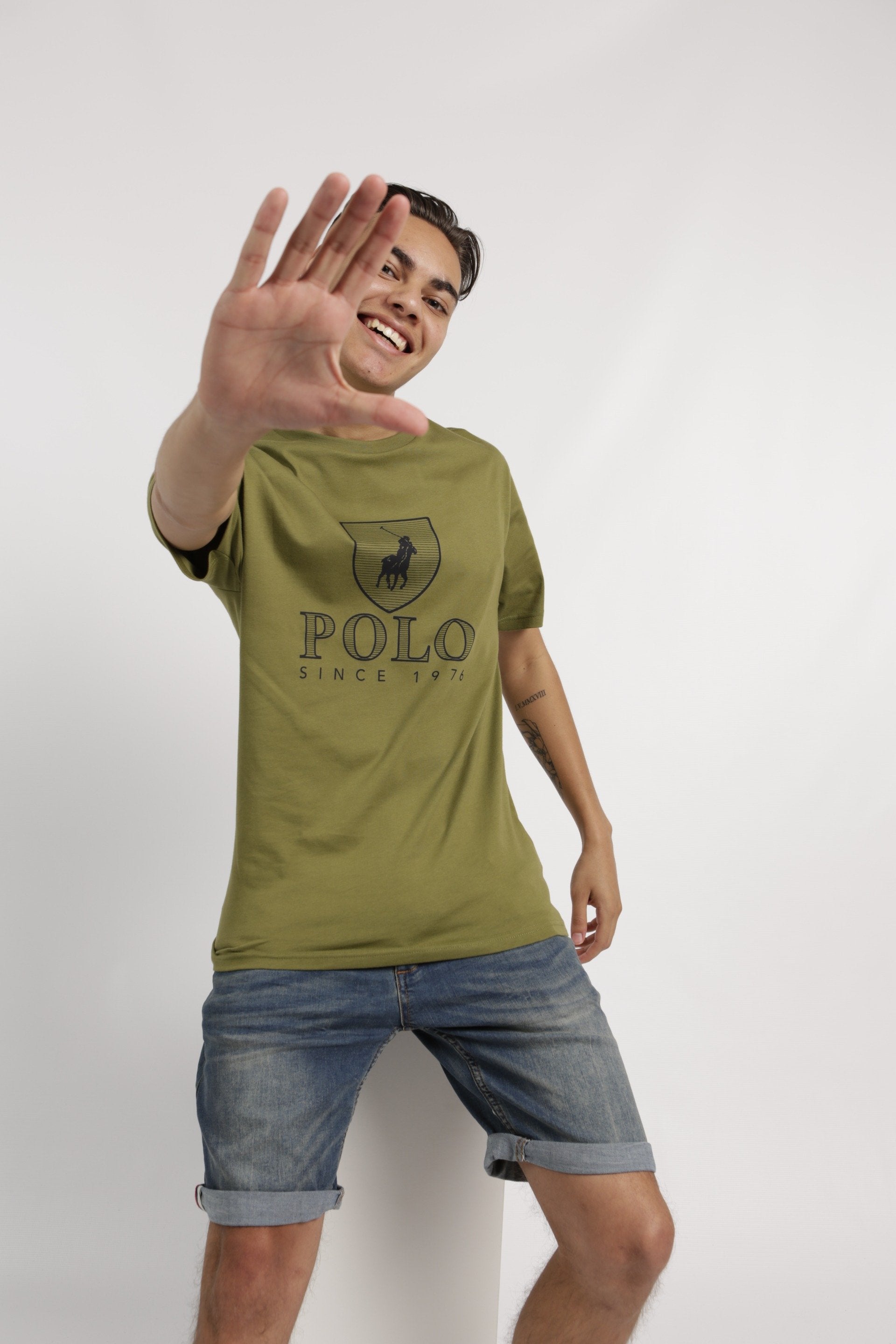 Men's Short Sleeve Cory Crest Tee - Olive – Edgars