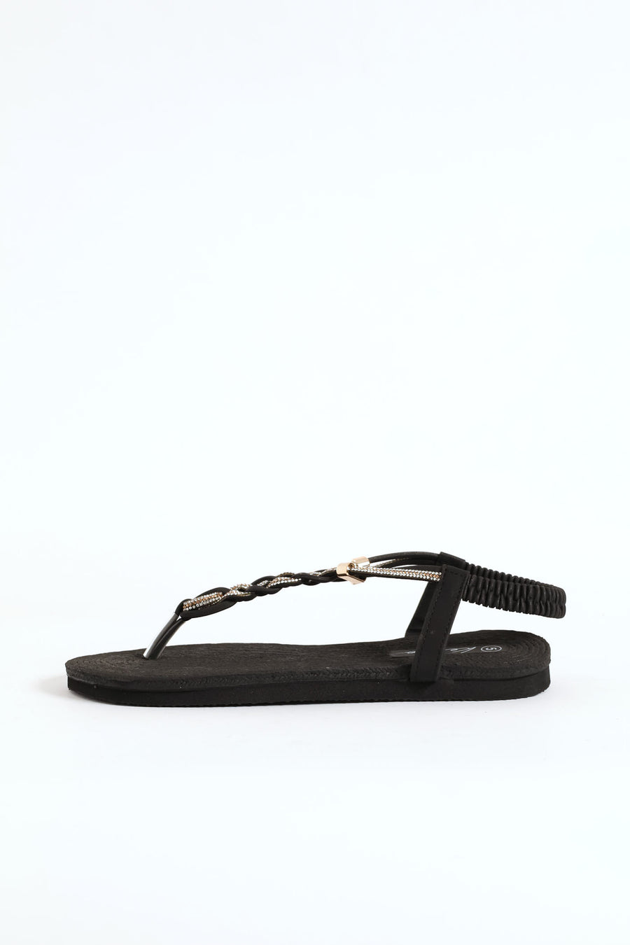 Ladies Diamante Plaited Slingback Thong Sandal - Black – Edgars