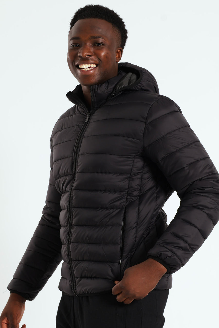 Mens Basic Hood Puffer Jacket - Black – Edgars