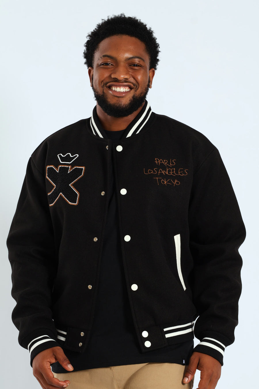 Mens Melton Baseball Jacket - Black – Edgars