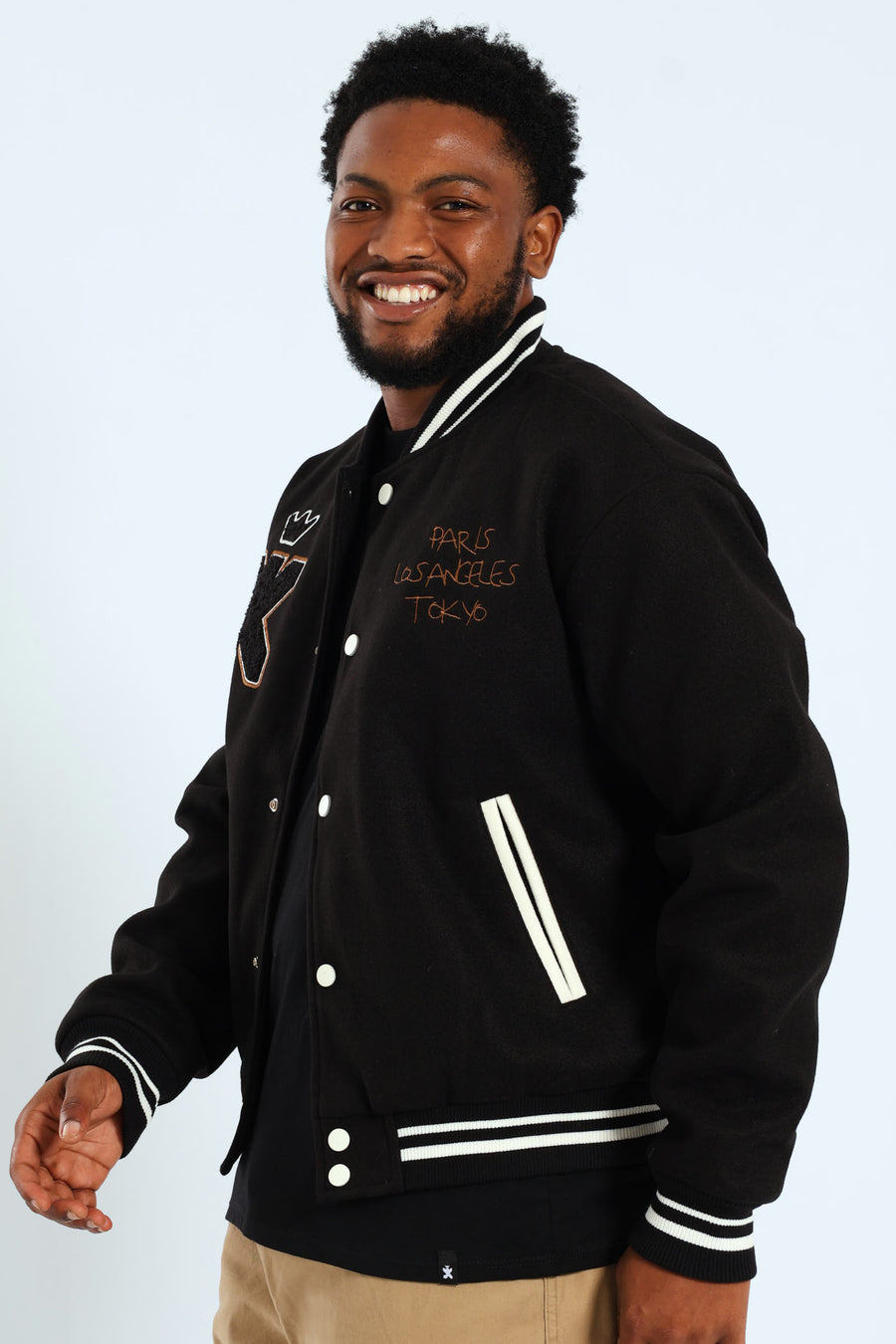 Mens Melton Baseball Jacket - Black – Edgars