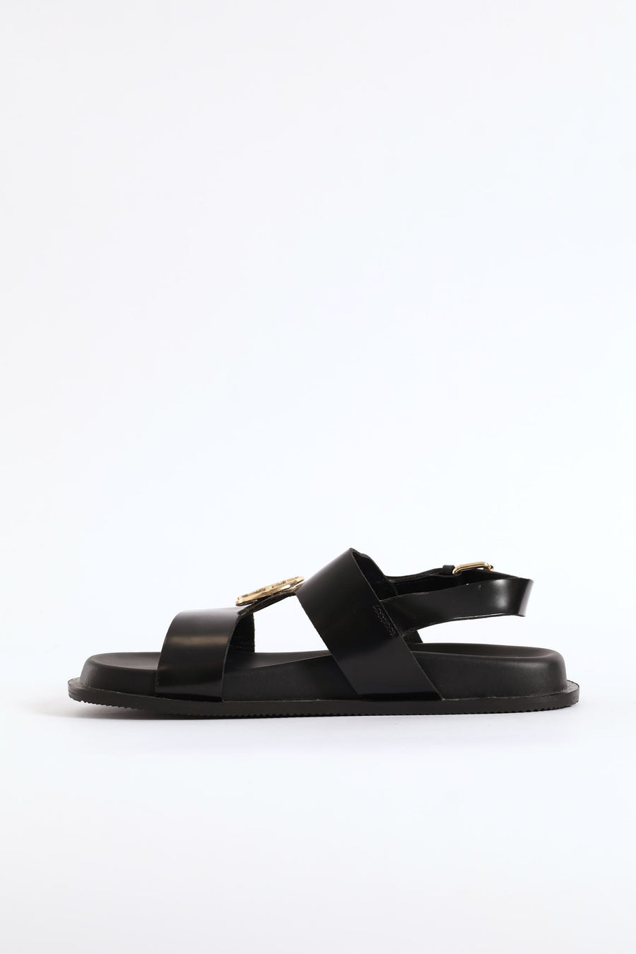 Ladies Moulded Trim Leather Sandal - Black – Edgars