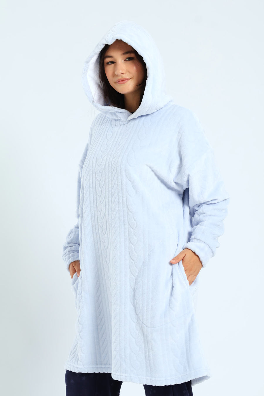 Ladies Oversize Textured Snuggie - Blue – Edgars