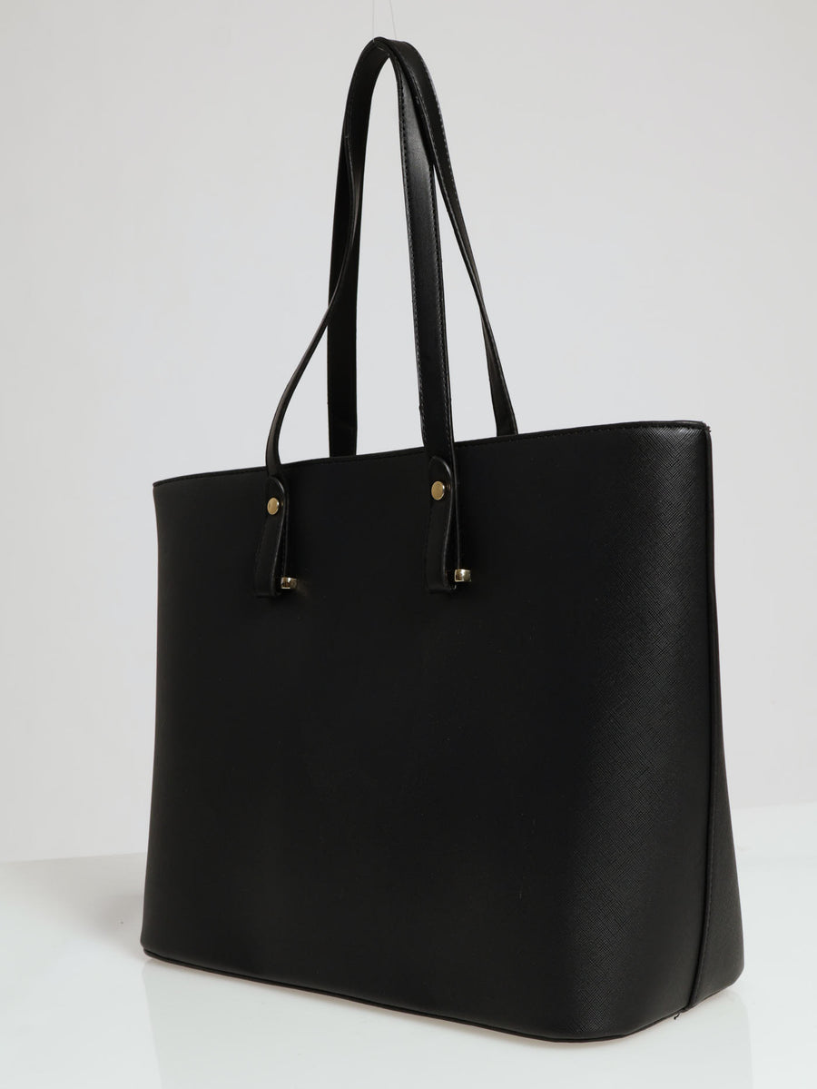 Ladies Gold Trim Shopper Bag - Black – Edgars
