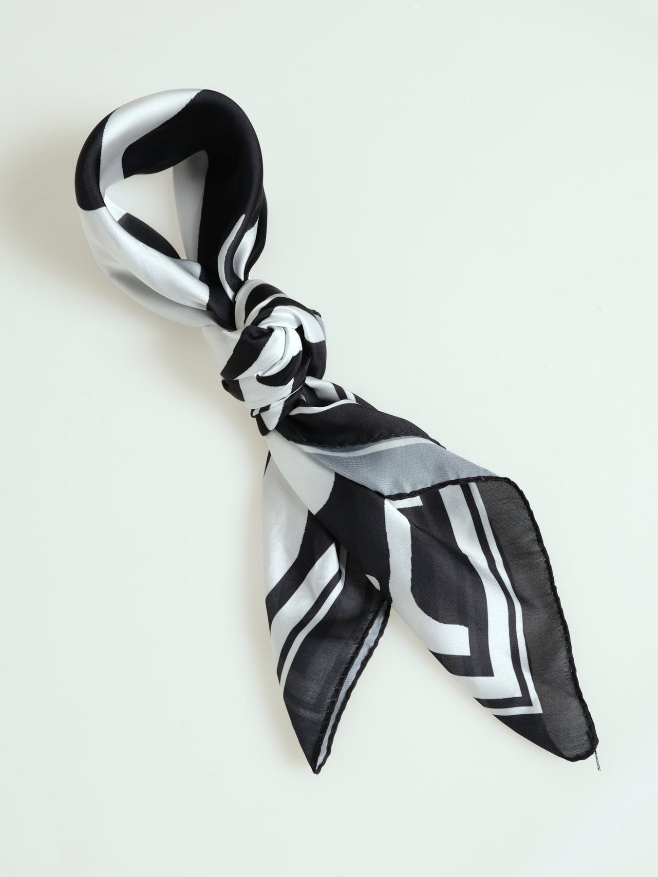 Colour Block Floral Border Print Satin Feel Scarf - Black/White – Edgars