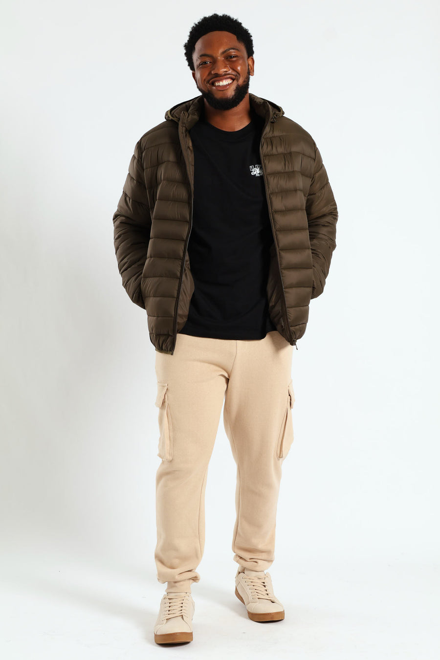 Mens Basic Hood Puffer Jacket - Olive – Edgars