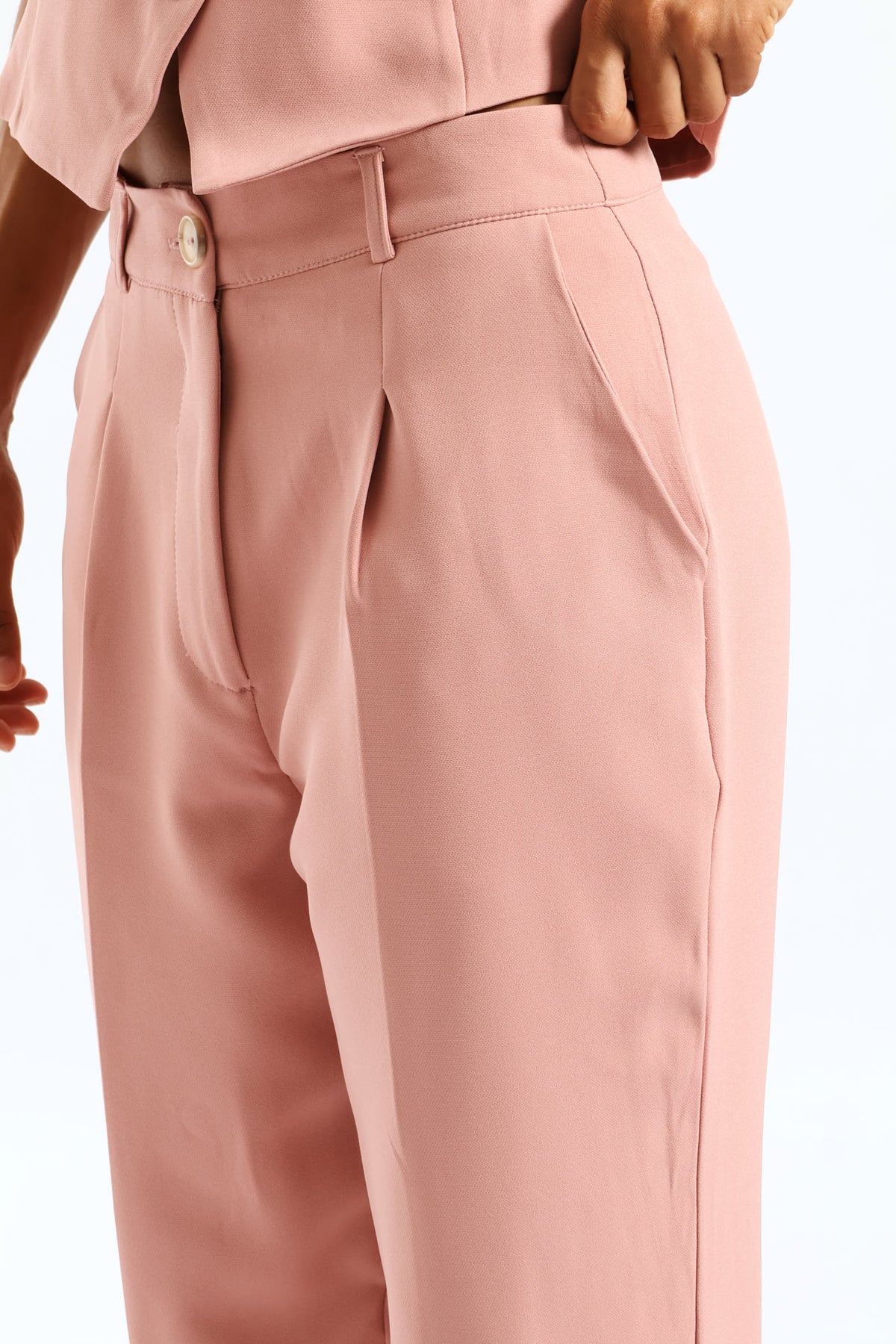 Ladies Pleat Button Straight Leg Pant - Pink – Edgars