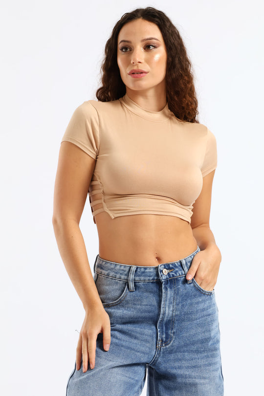 Ladies Side Strap Tee - Beige – Edgars