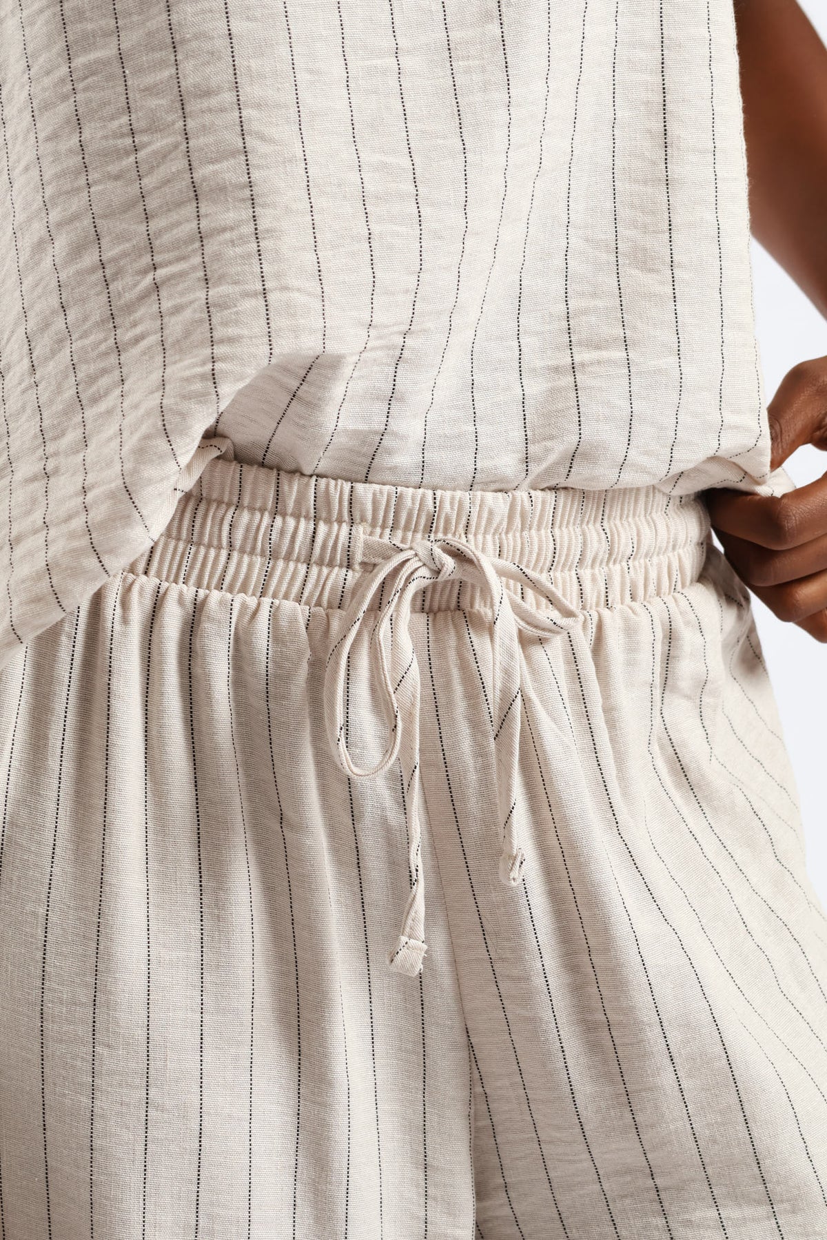 Ladies Pull-On Linen Wide Leg Pants - Black/Beige – Edgars