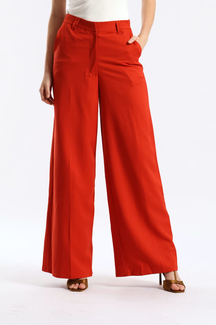 Ladies Double Belt Loop Wide Leg Pant - Burnt Orange – Edgars