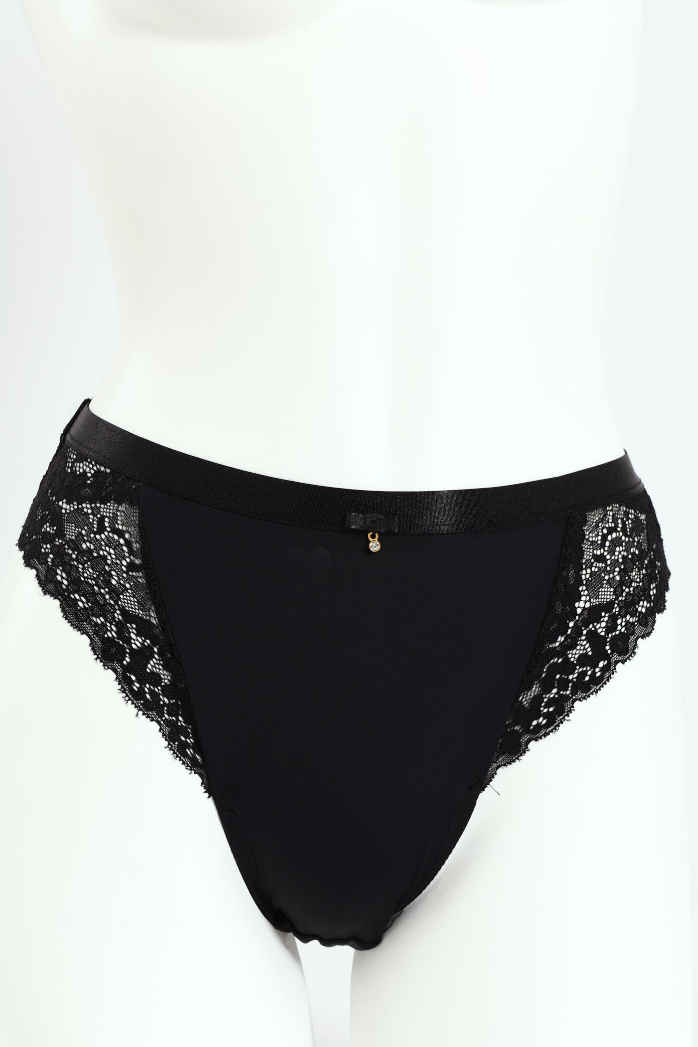 Ladies Microfibre & Lace Hi Cut Panty - Black – Edgars