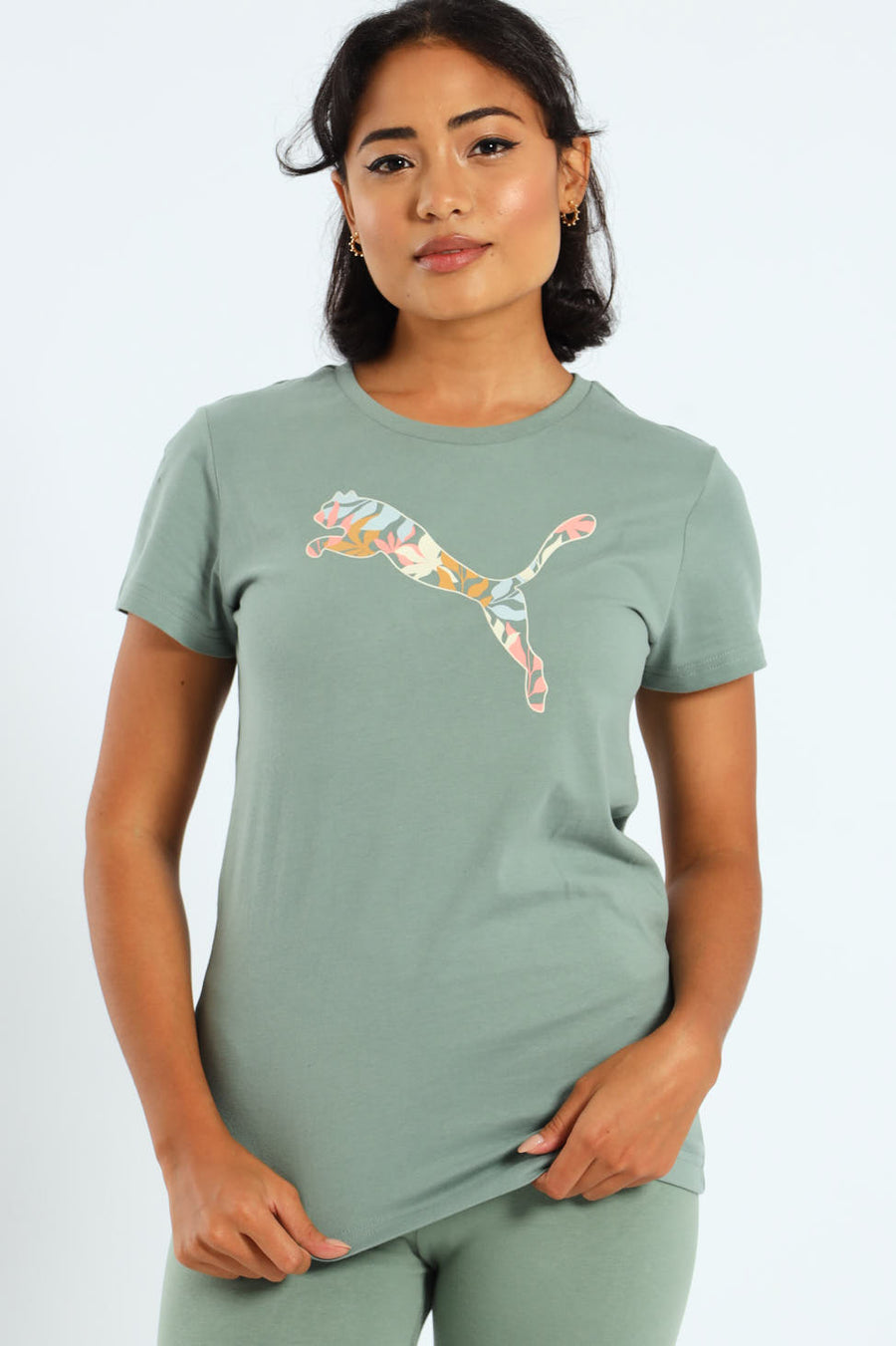 Ladies Graphics Floral Logo Tee - Green – Edgars