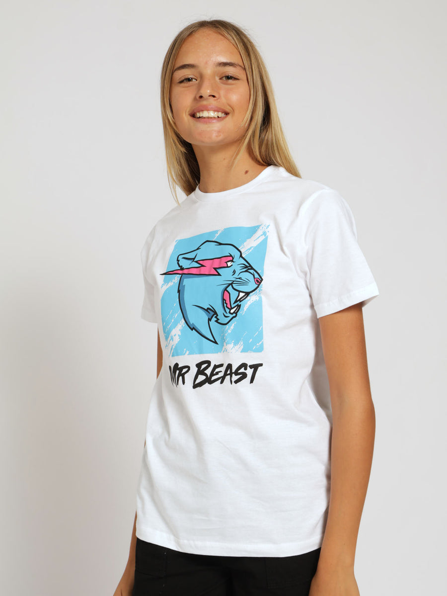 Boys Mr Beast Tee - White – Edgars