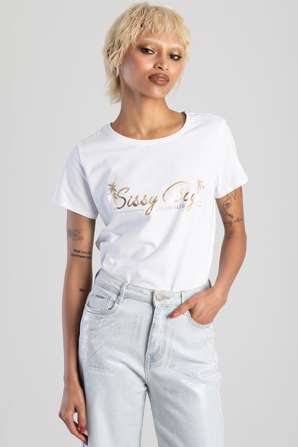 Multi-Technique Regular Fit Logo Top - White – Edgars