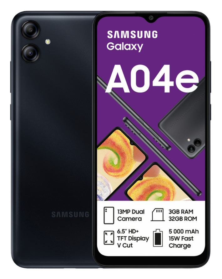 Galaxy A04E Dual Sim Black Cellphone + Simcard – Edgars