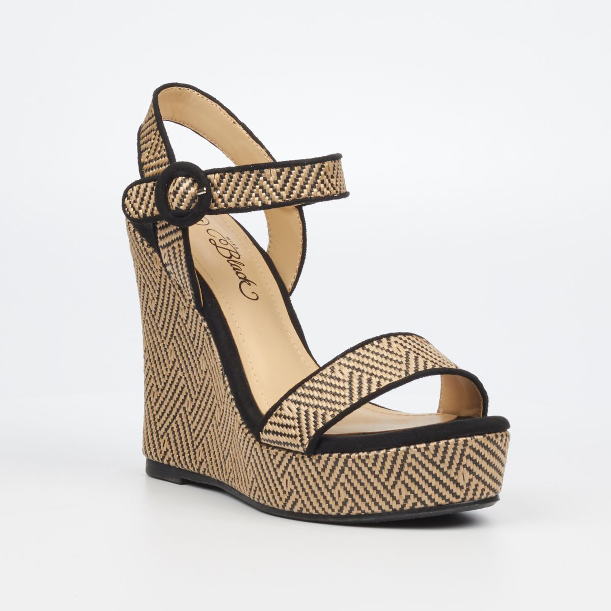 Ladies Push In Platform Wedge - Black – Edgars
