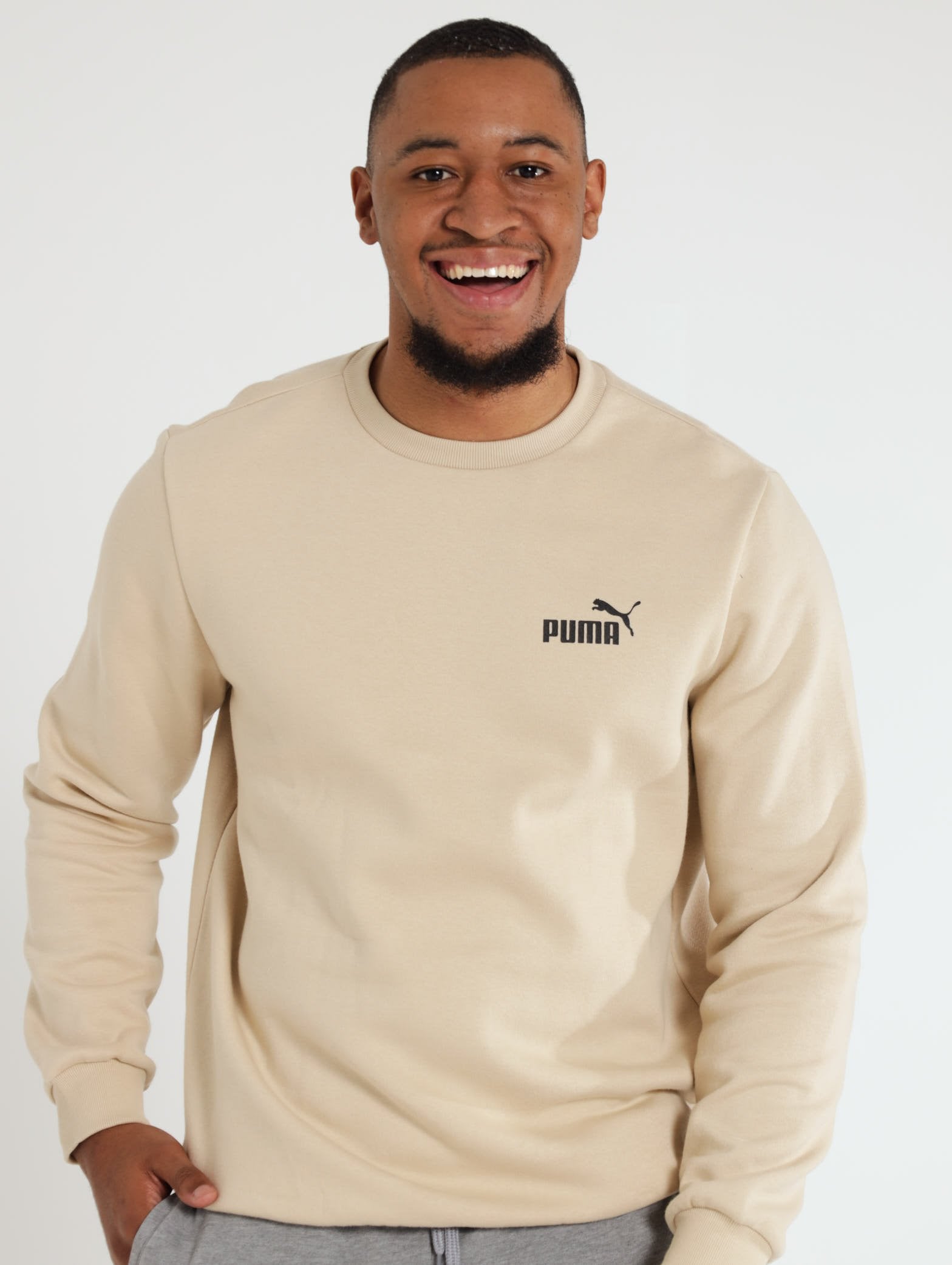 Small Logo Crew Sweat Top - Beige – Edgars