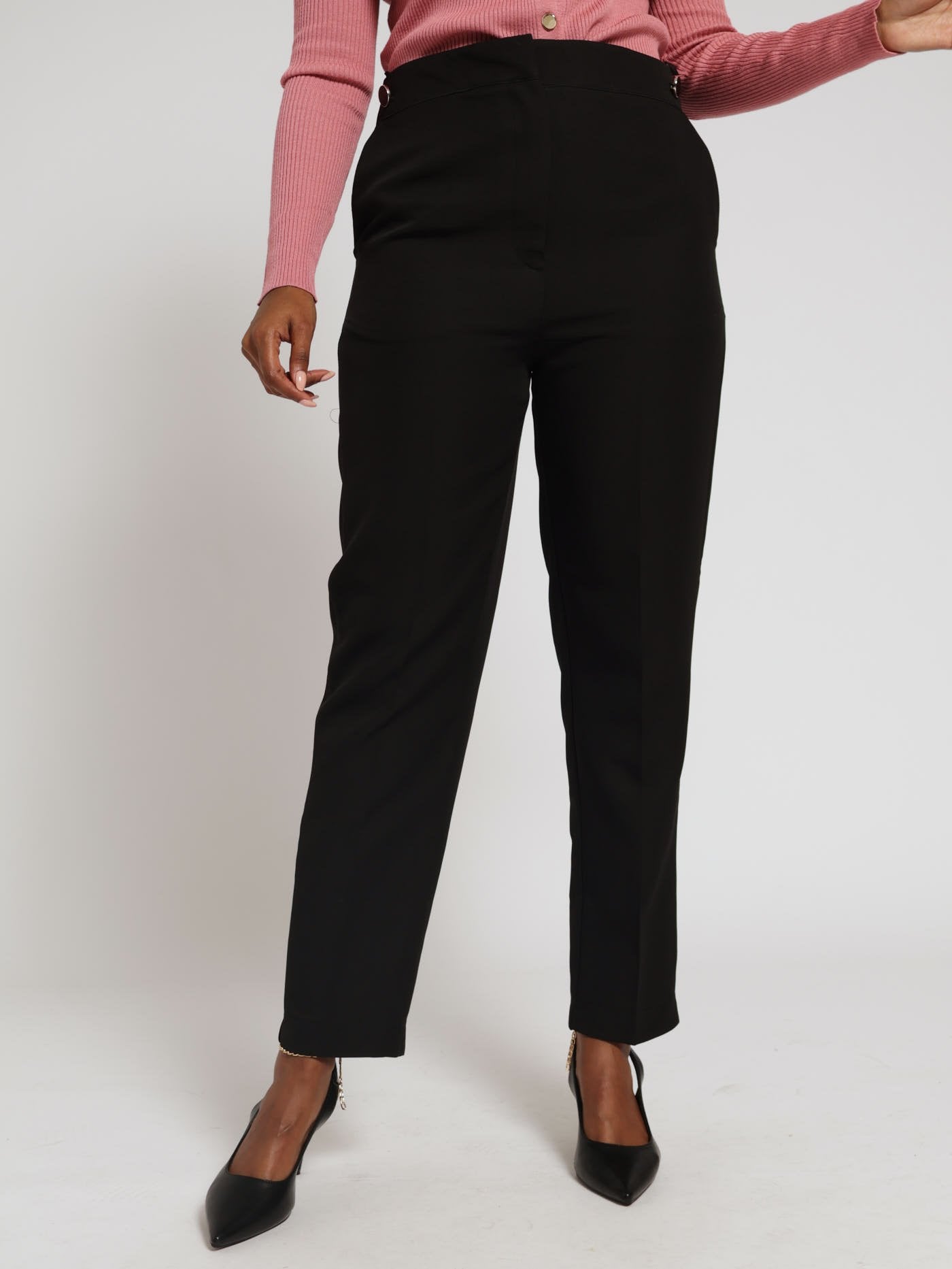 Button Pocket Slim Leg Pants - Black – Edgars