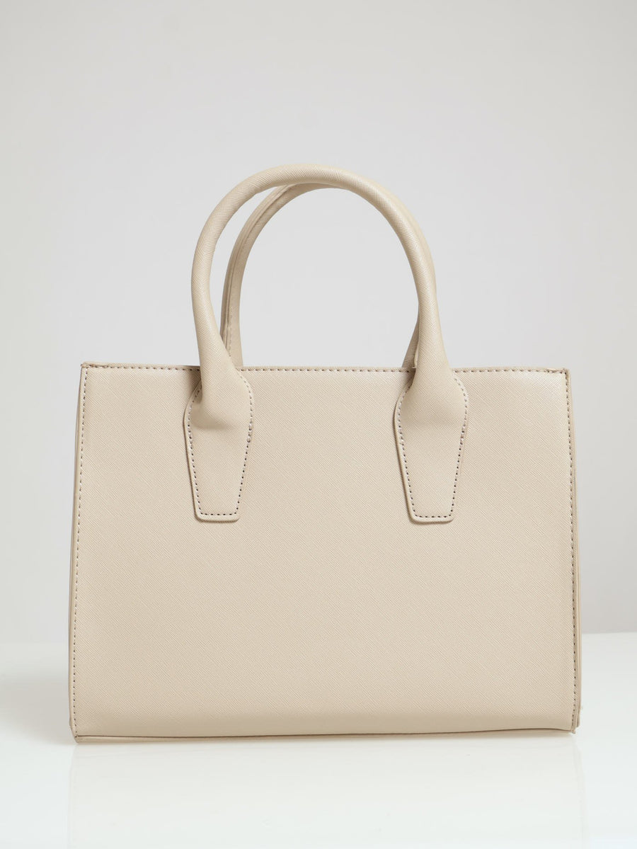 Ladies Gold Trim Square Tote Bag - Light Stone – Edgars