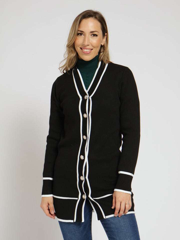 Button Through Cardigan - Black – Edgars