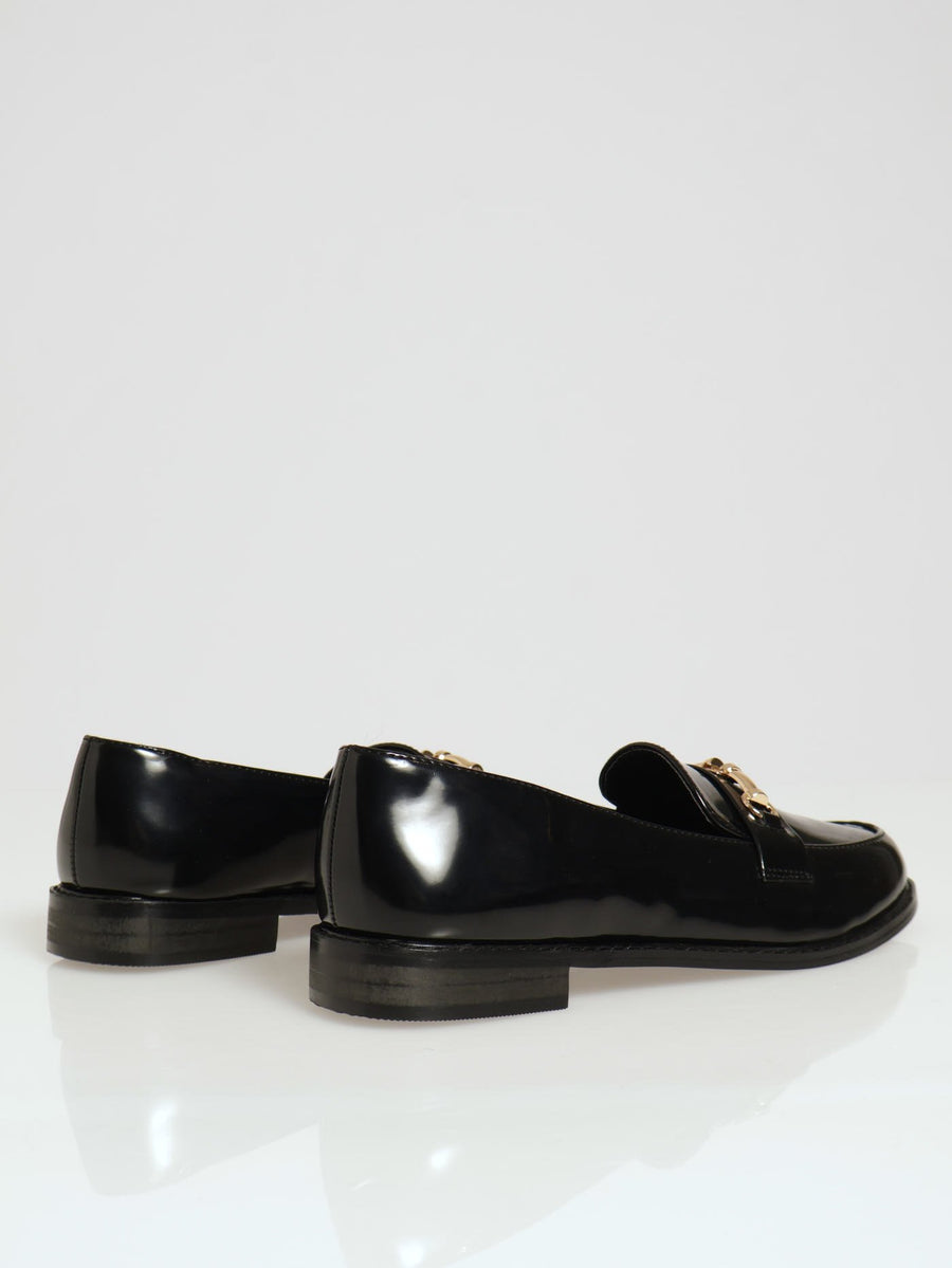 Almond Toe Metal Trim Loafer - Black – Edgars
