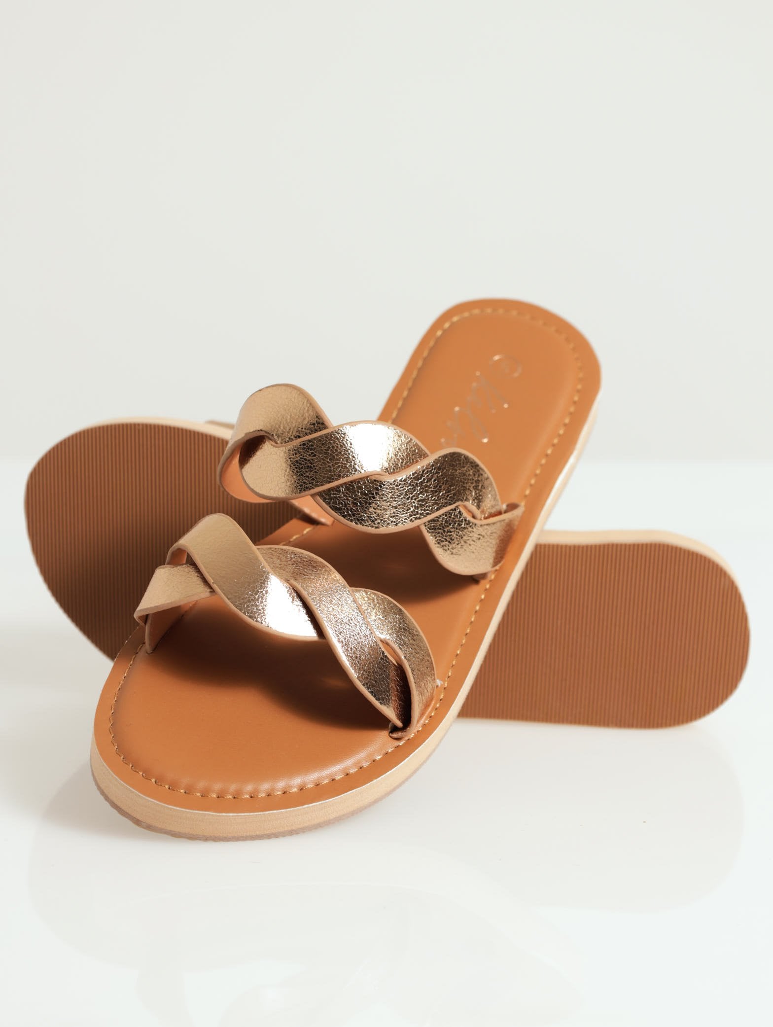 Two Plait Mule Sandal - Rose Gold – Edgars