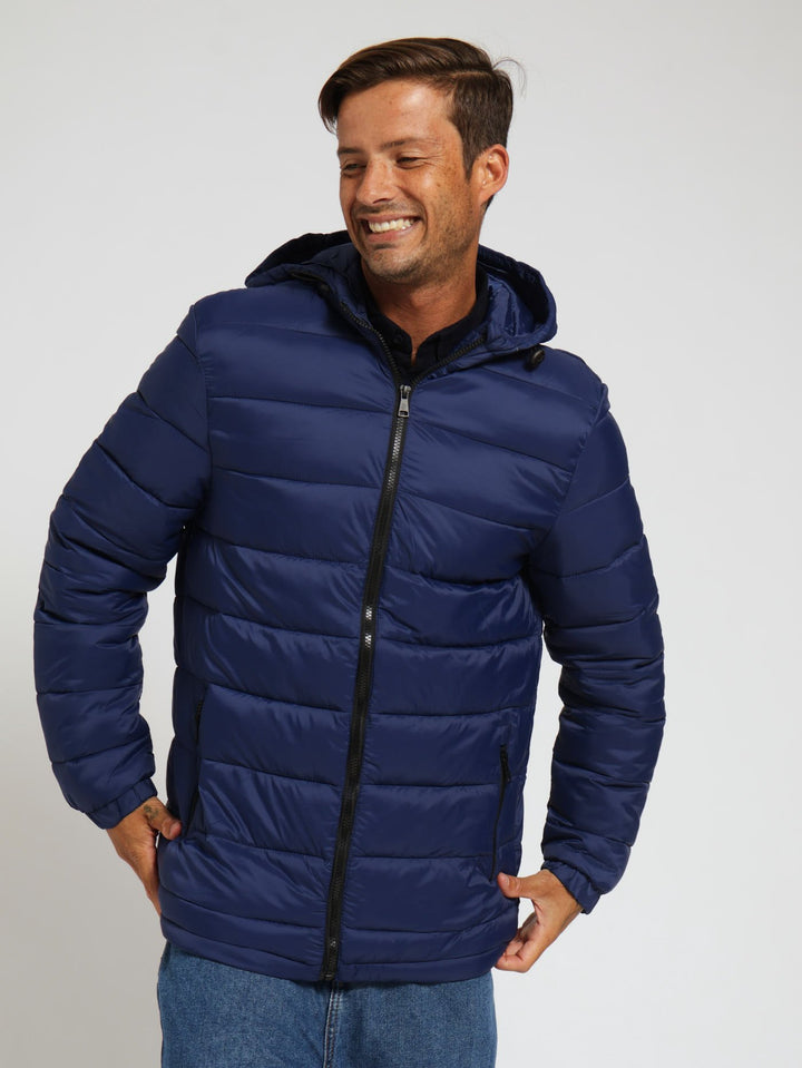 Hooded Puffer Jacket - Navy – Edgars