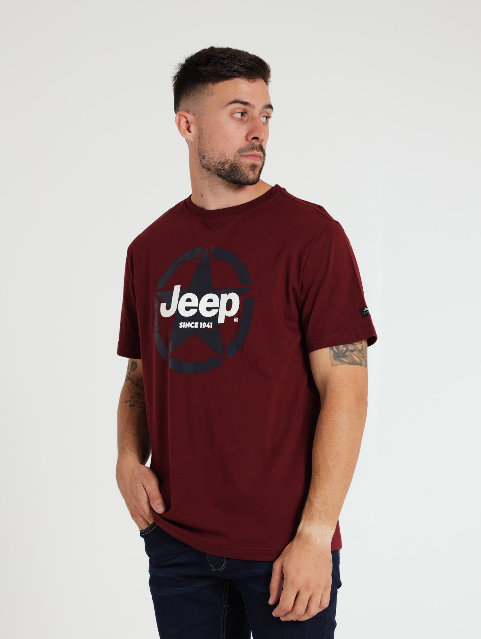 Iconic Star Logo Tee - Burgundy – Edgars