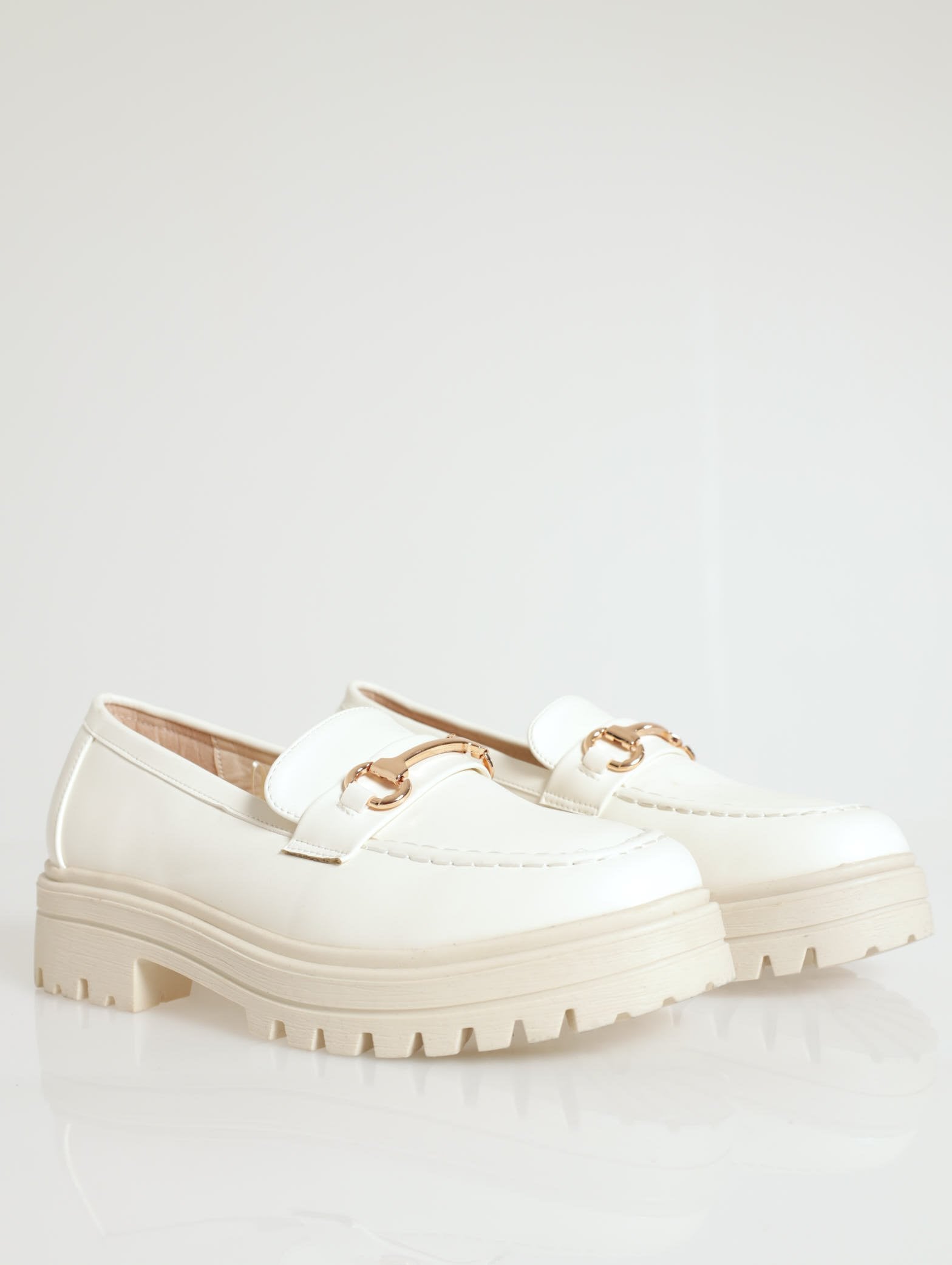 Chunky Loafer With Metal Bar - Cream – Edgars