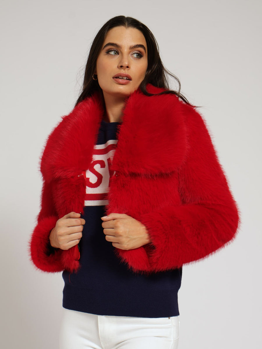 Ladies Full Fur Bolero Jacket - Red – Edgars