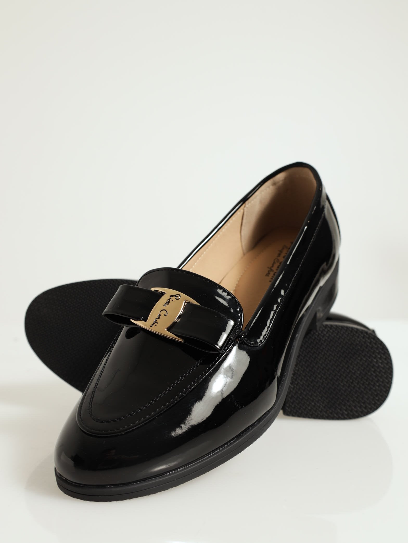Bow Buckle Detail Patent Classic Loafer - Black – Edgars