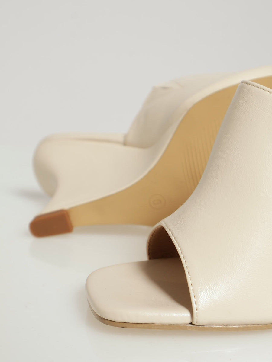 Ladies Plain Wedge Mule Heel - Off White – Edgars