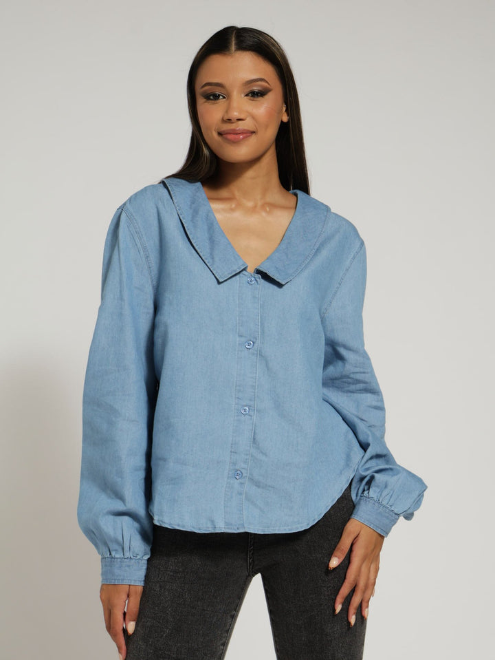 Ladies Chambray Collar Shirt - Dark Blue – Edgars