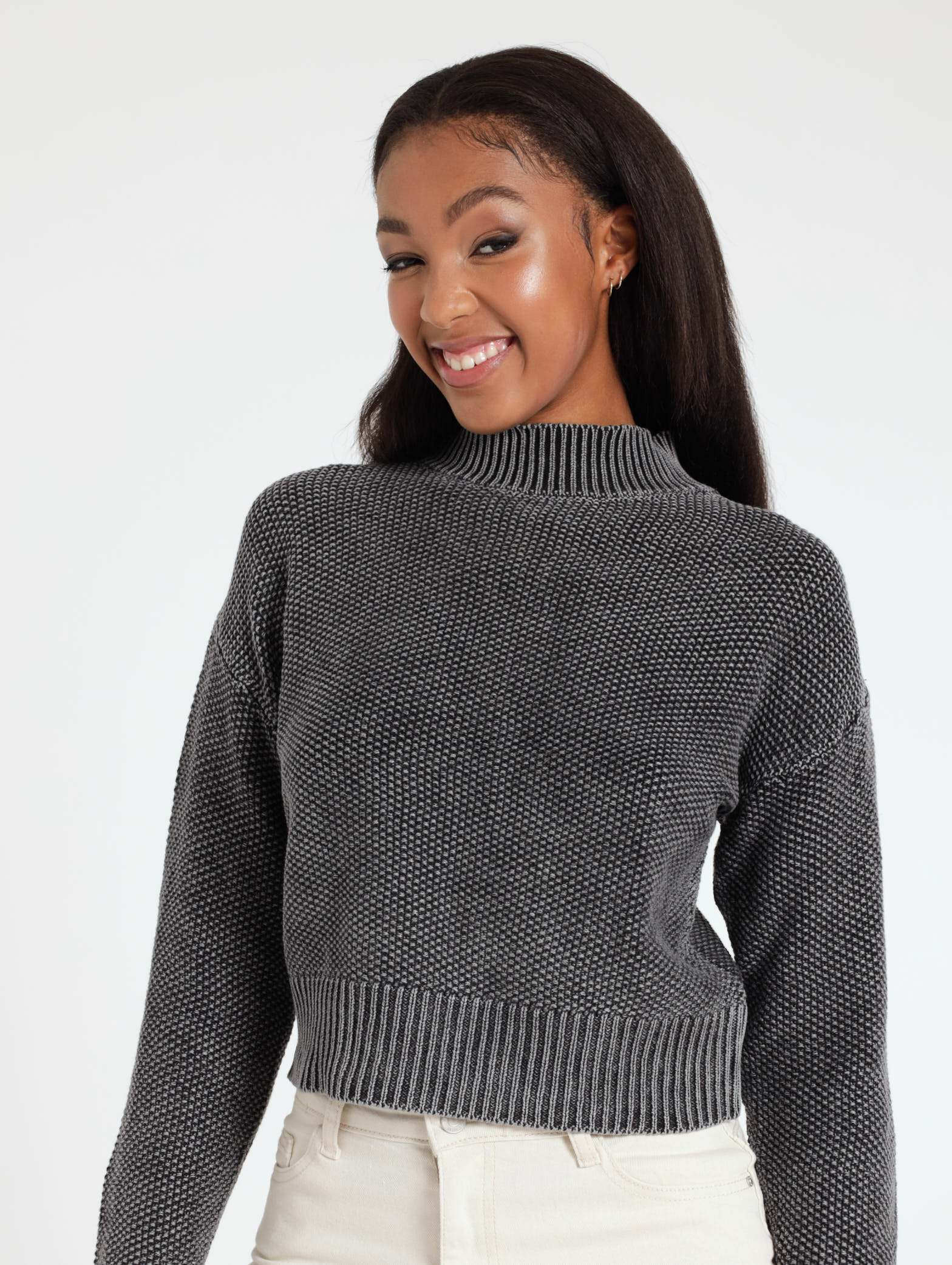 Acid Wash Knit Pullover - Black – Edgars