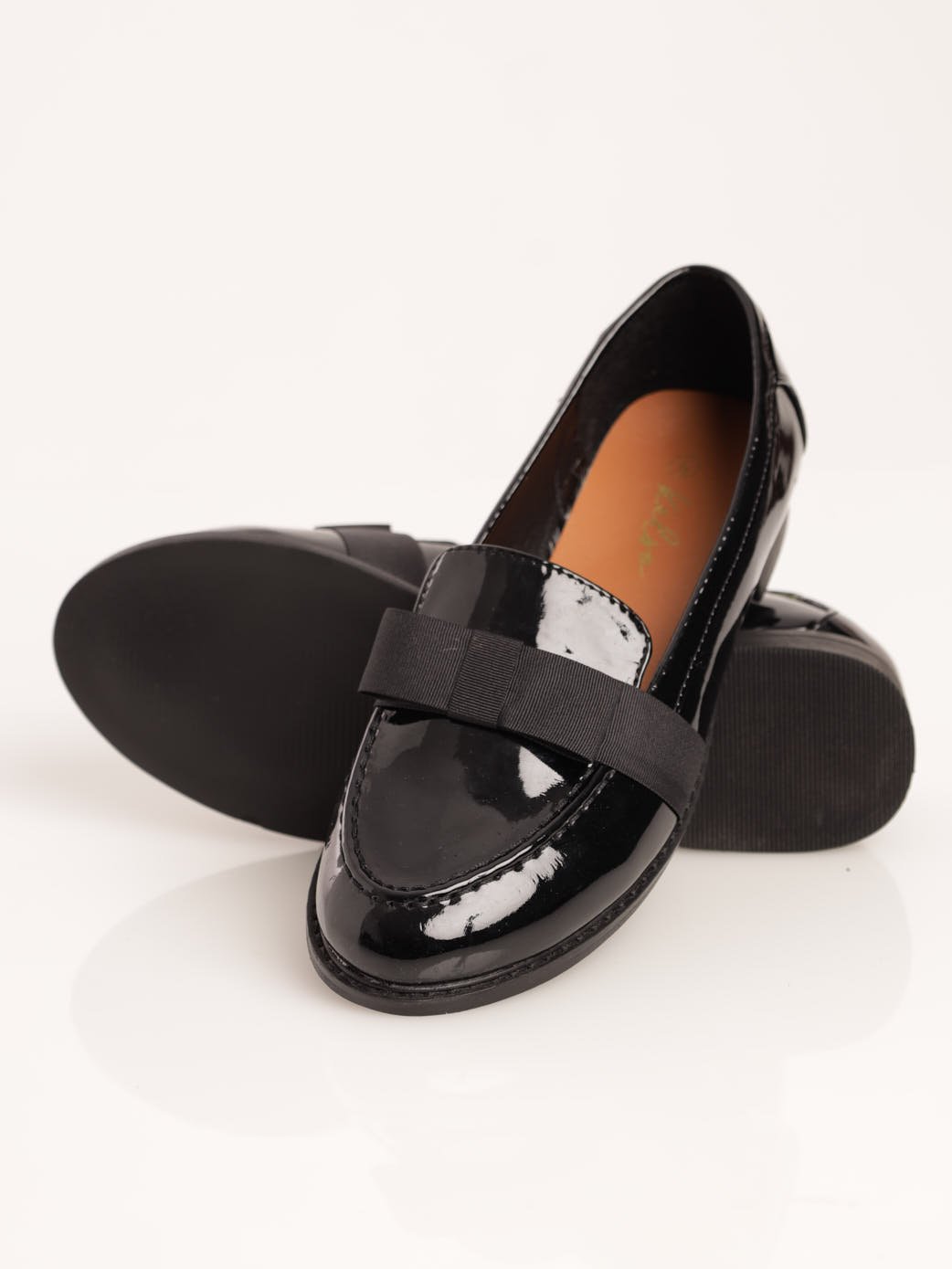 Ladies Loafer With Petersham Bow Overlay - Black – Edgars