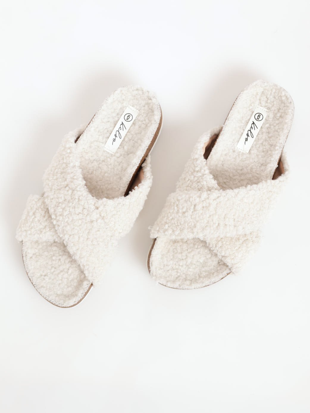 Ladies Sherpa Moulded Cross Over Slipper - Cream – Edgars