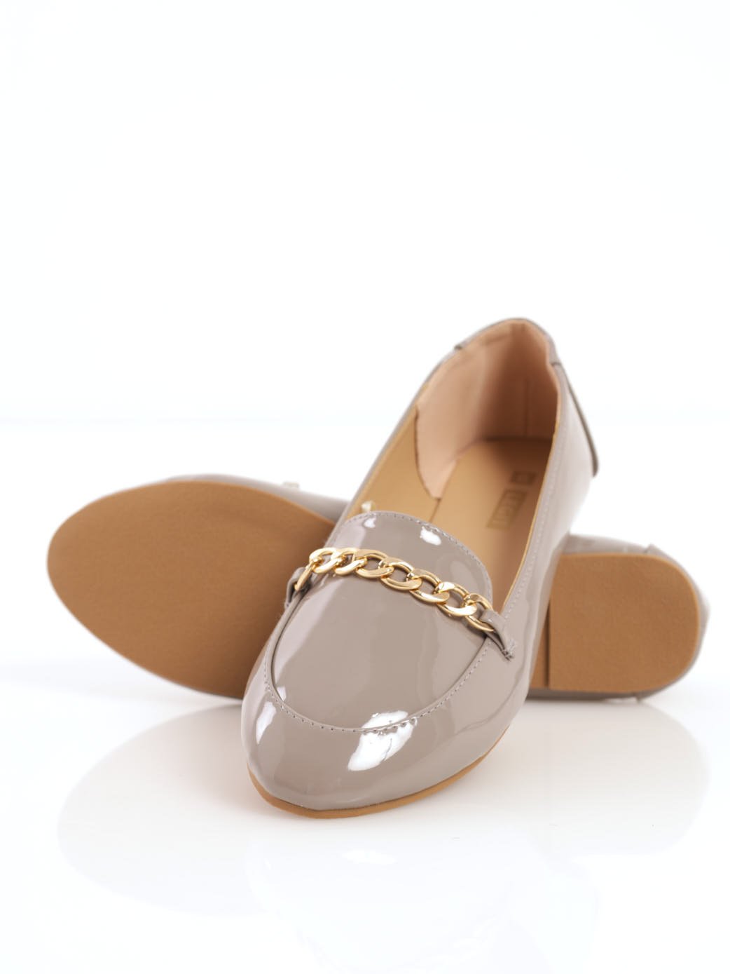 Ladies Flat Pump Loafer With Chain Detail - Taupe – Edgars