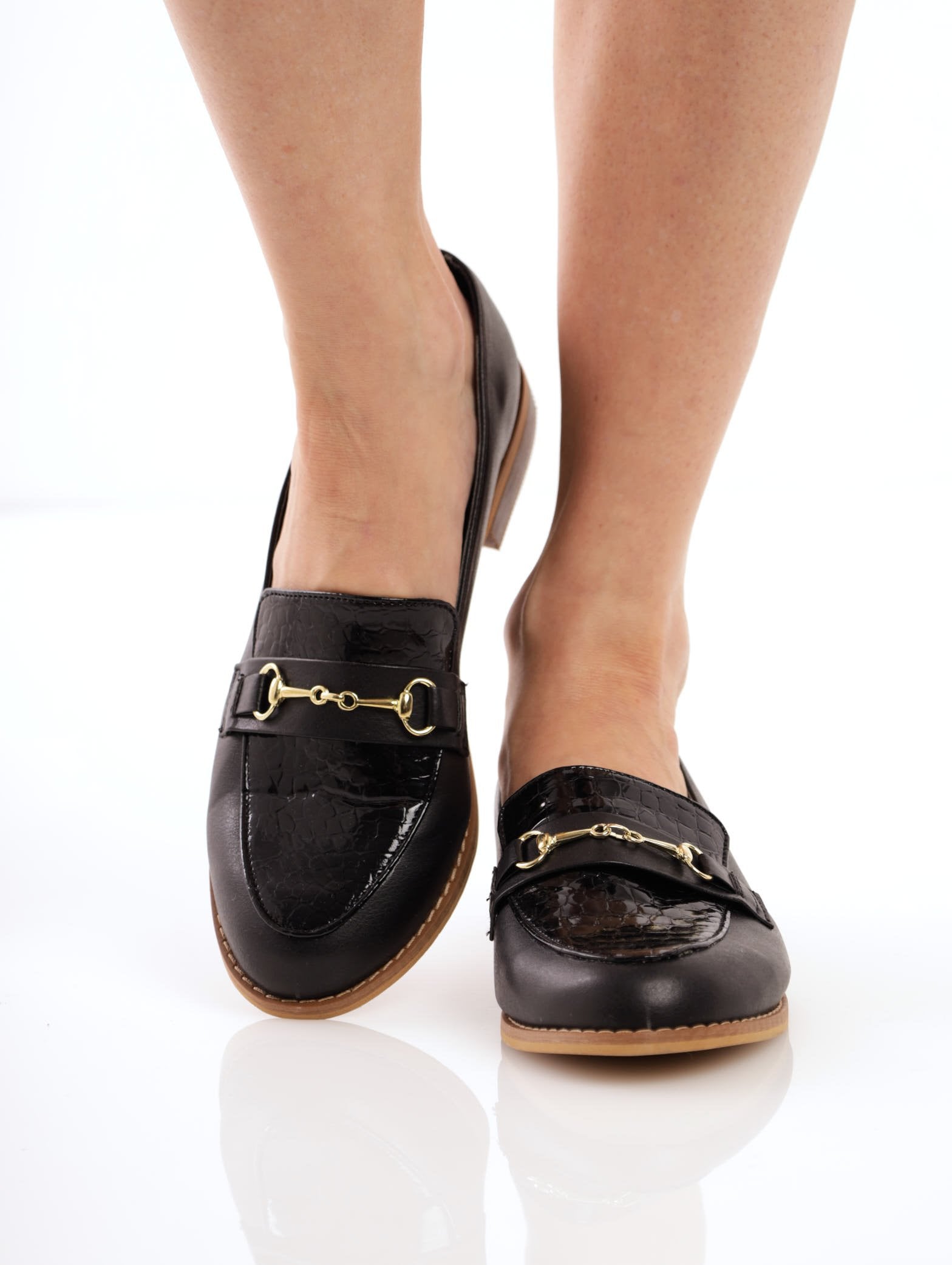 Ladies Fabric Block Loafer With Metal Bar - Black – Edgars