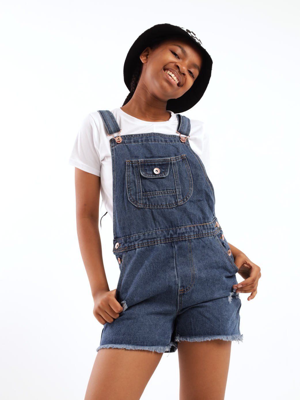 Girls Denim Dungaree - Dark Blue – Edgars