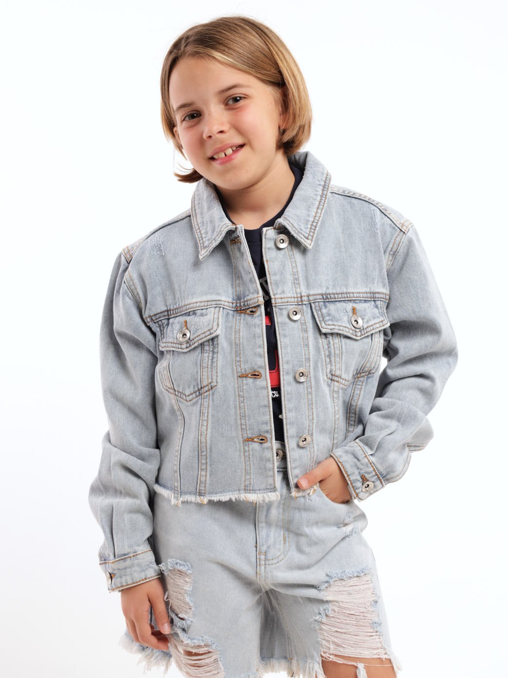 Girls Light Wash Denim Jacket - Blue – Edgars