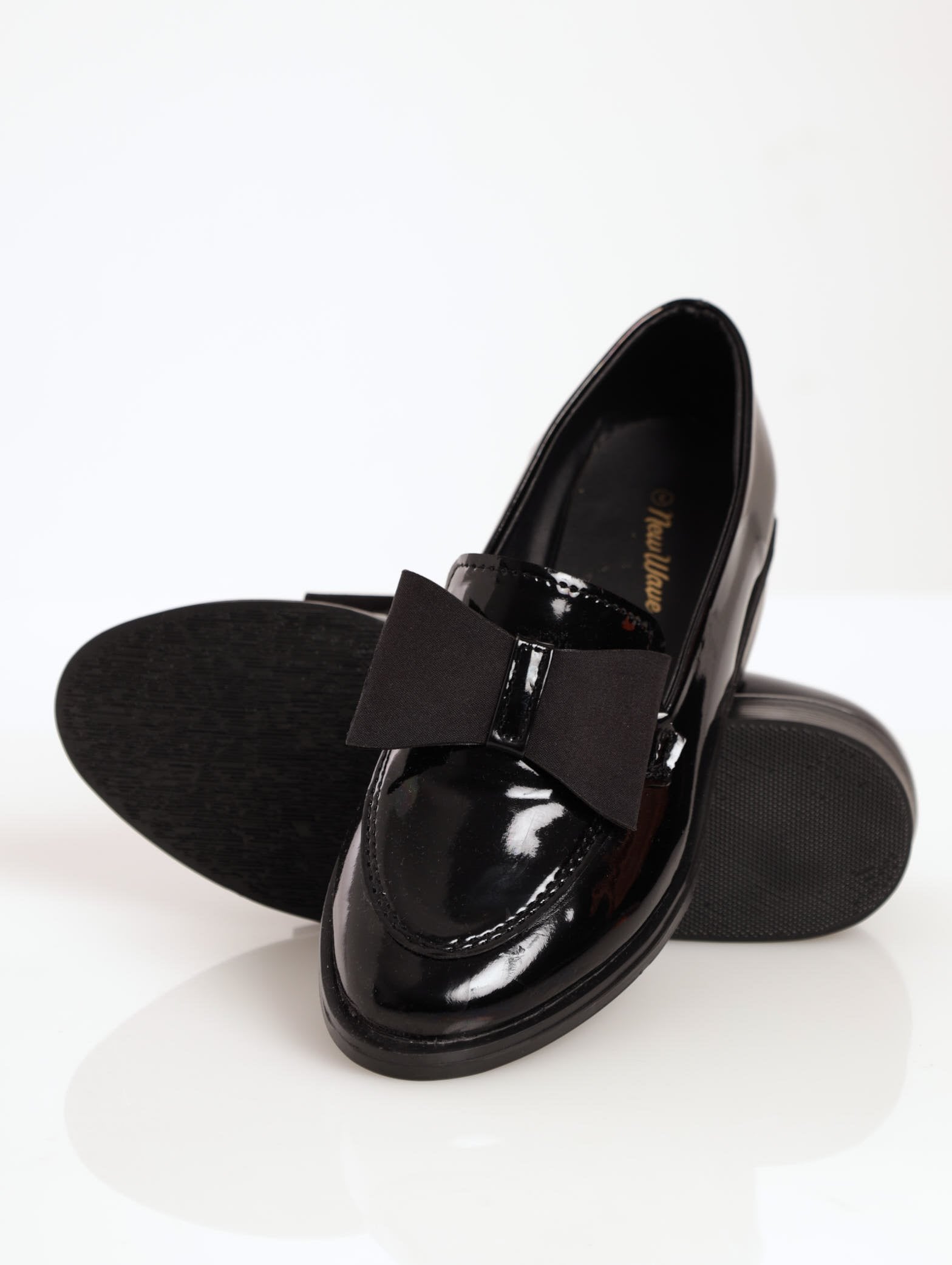 Girls Patent Loafer With Bow - Black – Edgars