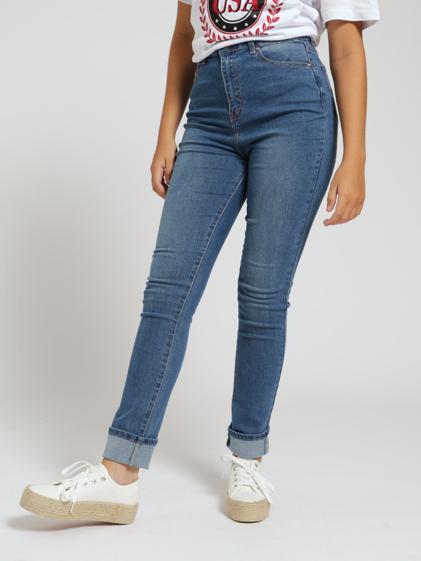 Girls High Rise Skinny Denim Jean - Blue – Edgars