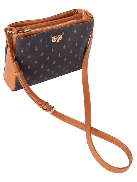Ladies Iconic Multi Compartment Sling Bag - Brown – Edgars